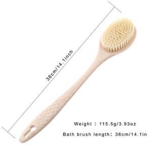 Love&Mini Bath Brush Back Scrubber Soft Shower Body Brush with Natural Wheat Straw Handle (Nordic Beige)