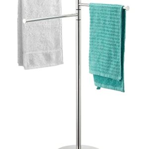 Standing Towel Racks for Bathroom, Freestanding Bathroom Towel Rack Stand with 3 Swivel Arms, Stainless Steel Outdoor Floor Towel Holder, Rust Proof Chrome, DECLUTTR