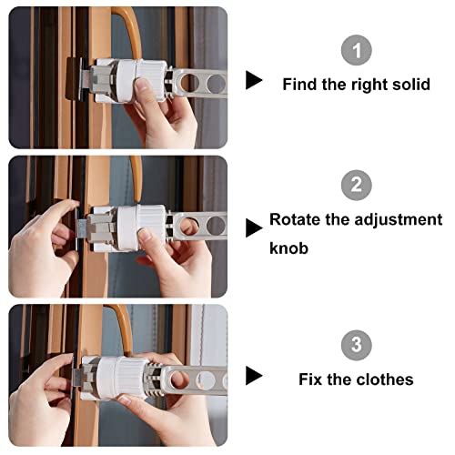 AHANDMAKER 2 Sets Portable Clothes Drying Rack Hangers with 8 Hanging Holes, Window Frame Clothes Hanger for Traveling, Multi Functional Space Saver Clothes Rack, Grey