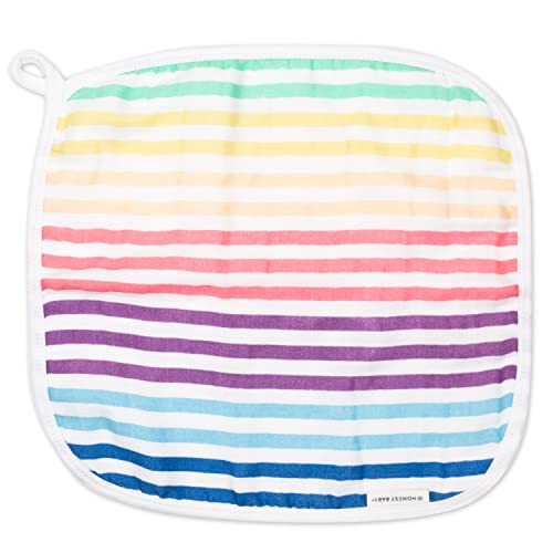 HonestBaby Organic Cotton Triple-Layer Woven Wash Cloths Multipack, Rainbow Stripe, One Size