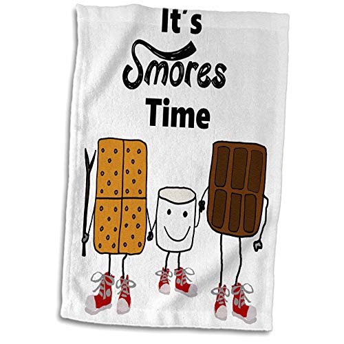 3dRose - All Smiles Art - Sports and Hobbies - Funny Cute Its Smores Time Camping and Hiking Cartoon - Towels (twl-320676-1)