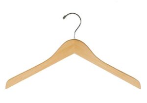 nahanco 8117chnonotch20 17" flat wood hanger, chrome hook, natural (pack of 20)