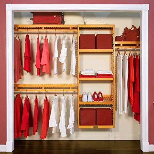 John Louis Home 12in Deep Simplicity Closet Organizer, Honey Maple Finish