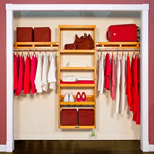 John Louis Home 12in Deep Simplicity Closet Organizer, Honey Maple Finish