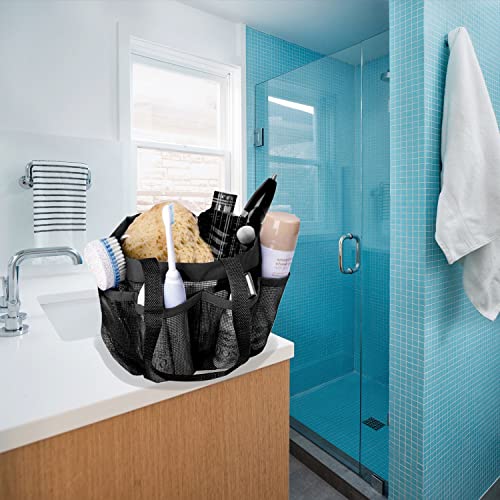 FAJYAZ Shower Caddy Basket For College Dorm Essentials For Guys, Bathroom Caddy With 8-Pocket Large Capacity, Shower Bag For Beach, Swimming, Gym (Black)