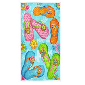 summer turquoise hand bath towel flip flops fingertip towel sunflower flowers butterfly kitchen bathroom towel set highly absorbent spa gym guest towels 16x30 inch