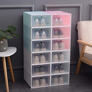 Shoe Box Organizer, Clear Flodable Shoe Storage Box with Lids Drop Front Sneaker Cases for Men Stackable Shoe Container Organizer for Entryway Bedroom Closets, Fits Men's Size 12, Pack of 12 (White)