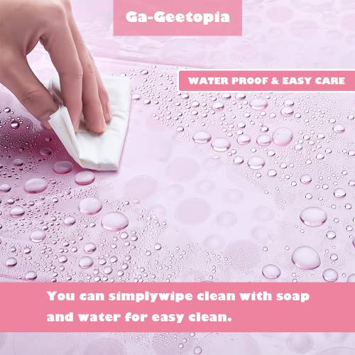 Ga-Geetopia EVA Pink Thin Shower Curtain Liner, Pebble Pattern 72x72 Inch Lightweight Plastic Bathroom Shower Showroom Inner Curtain with Rustproof Metal Grommets and Weighted Magnets(No Hooks)