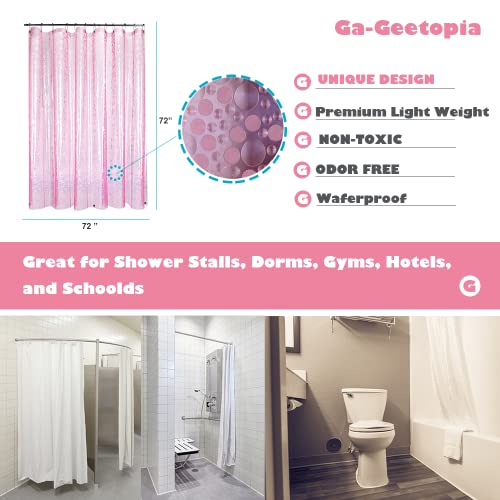 Ga-Geetopia EVA Pink Thin Shower Curtain Liner, Pebble Pattern 72x72 Inch Lightweight Plastic Bathroom Shower Showroom Inner Curtain with Rustproof Metal Grommets and Weighted Magnets(No Hooks)