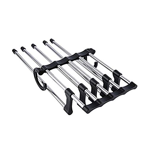 Takefuns 5 in 1 Stainless Steel Multifunction Retractable Hanger Pants Trouser Organizer,Clothes Hangers Storage Stacker Rack Holder for Wardrobe