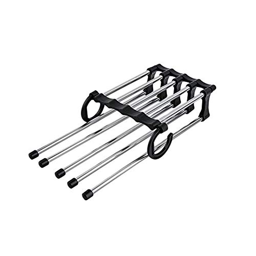 Takefuns 5 in 1 Stainless Steel Multifunction Retractable Hanger Pants Trouser Organizer,Clothes Hangers Storage Stacker Rack Holder for Wardrobe