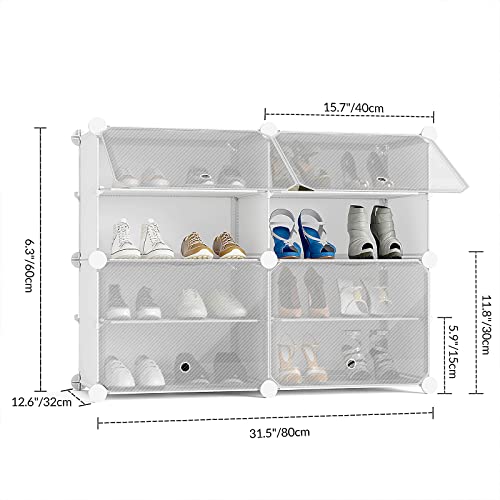 UNZIPE Shoe Rack Storage Cabinet 40 Pairs Plastic Freestanding Shoe Organizer Plastic Cube Storage Shelves for Closet Entryway Hallway Bedroom or Garage, White