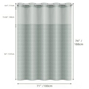 ANYEV Waffle Shower Curtain, Fabric Shower Curtains Hotel Grade No Hooks Needed Shower Curtain with Snap in Liner,Water Repellent Silver Grey