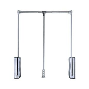 aluminum liftable wardrobe clothes rail, adjustable width hanger, soft reset, space saving, silver, bearing 30kg (size : 450-600mm)