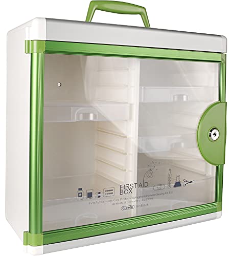 Glosen Locking Medicine Cabinet Wall Mounted and Portable Storage Container Big Capacity Green