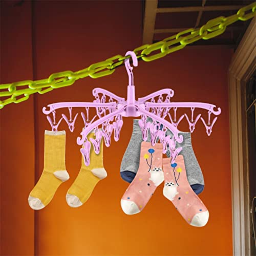 N/A 24 Clip Socks Indoor Folding Sock Rack Clothes Laundry Foldable Hanger ( Color : D , Size : 51*51*24cm )