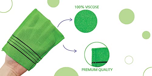 IFUNID Korean exfoliating Washcloths Mitt for shower scrubber bathroom towel 100% Viscose rayon scrub for bodyshower- 7pcs Small Towels Mini Green SET