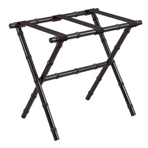 gate house furniture bamboo inspired series nylon wood luggage rack, black