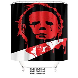 4 Piece Horror Shower Curtain Sets with Non-Slip Rugs, Toilet Lid Cover, Bath Mat and 12 Hooks, Bathroom Decor Set Accessories Waterproof Shower Curtains