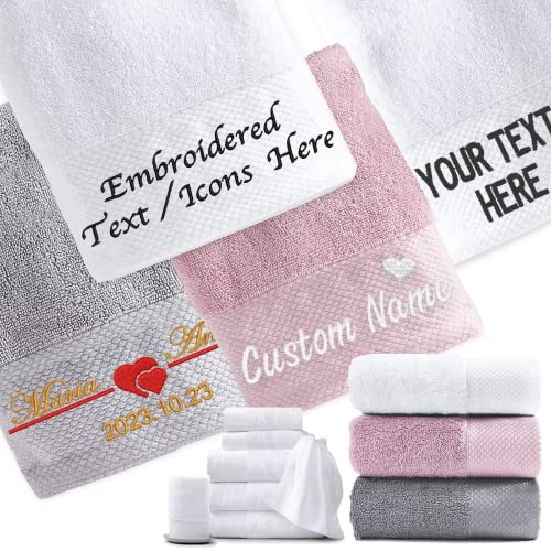 ubjva Personalized Towels with Embroidered Name Custom Towel Hand Towels Decorative Hand Towels for Bathroom Kitchen Hotel Makeup - Hand Towel - 13.8" x 29.5"