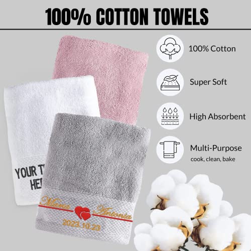 ubjva Personalized Towels with Embroidered Name Custom Towel Hand Towels Decorative Hand Towels for Bathroom Kitchen Hotel Makeup - Hand Towel - 13.8" x 29.5"