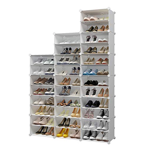 KOUSI 60-Pairs Shoe Organizer Shoe Rack Shoe Tower Storage Cabinet Storage Organizer Modular Shoe Cabinet, White