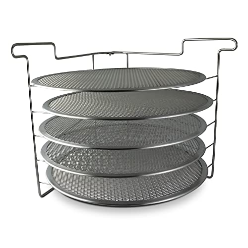 PINNACOLO Folding Pizza Rack with Five 14 Inch Pizza Screens - Compact and Convenient Design for Easy Storage and Baking Multiple Pizzas