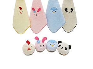 3d colorful towel 100% cotton cute kids washcloth gift set for kids 8.7 x 9.5 inch (chicken, rabbit, penguin, panda)