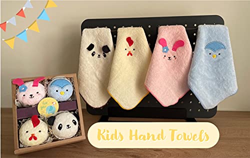 3D Colorful Towel 100% Cotton Cute Kids Washcloth Gift Set for Kids 8.7 x 9.5 inch (Chicken, Rabbit, Penguin, Panda)