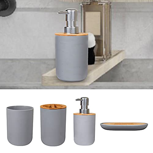 JIANWEI 4pcs Bathroom Accessory Set, Portable Soap Dispenser Gift Bathroom Accessories Set Toothbrush Holder Mouthwash Cup Bathroom Liquid Soap Dispenser(White)