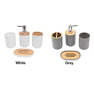 JIANWEI 4pcs Bathroom Accessory Set, Portable Soap Dispenser Gift Bathroom Accessories Set Toothbrush Holder Mouthwash Cup Bathroom Liquid Soap Dispenser(White)