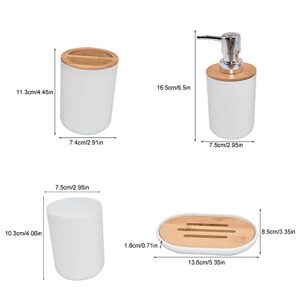 JIANWEI 4pcs Bathroom Accessory Set, Portable Soap Dispenser Gift Bathroom Accessories Set Toothbrush Holder Mouthwash Cup Bathroom Liquid Soap Dispenser(White)