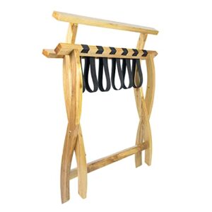 MYOYAY Luggage Rack Wooden, 29.92" x 20.87" x 26.38" Folding Suitcase Luggage Stand Curvy Legs with Nylon Straps Luggage Stand for Suitcases & Travel Bags, Bedroom, Guest Room, Hotel