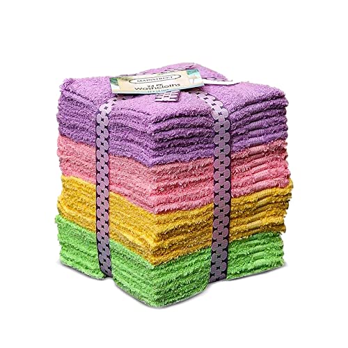 Groko Textiles Cotton Assorted Pastel Mix Washcloths Ring Spun Premium Cotton 12'' x 12'' (88)