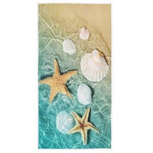 wamika beach summer hand towels seashells starfishs face towel ocean sea soft thin guest towel portable kitchen tea towels dish washcloths bath decorations housewarming gifts 16 x 30 in