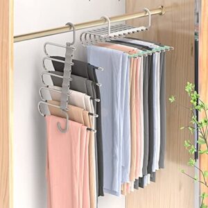 Kayson Pants Hangers Saves Space-2 Piece Wardrobe Stretchable Multi-Layer Multi-Functional Suitable for Trousers, Scarves and Ties (2 Piece, Pants Hangers), Gray