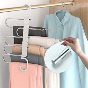 Kayson Pants Hangers Saves Space-2 Piece Wardrobe Stretchable Multi-Layer Multi-Functional Suitable for Trousers, Scarves and Ties (2 Piece, Pants Hangers), Gray