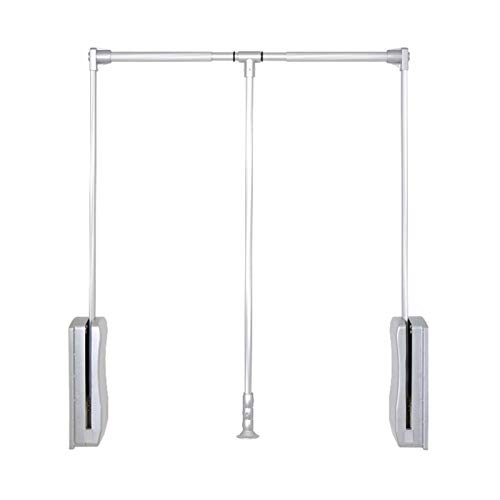 Drop-Down Wardrobe Hanging Slide Rail, Silver Adjustable Large Telescopic Wardrobe Hanger, Saving Space, Four, Soft Reset, Load 30KG (Size : 450-600mm)