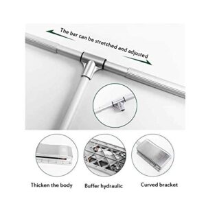 Drop-Down Wardrobe Hanging Slide Rail, Silver Adjustable Large Telescopic Wardrobe Hanger, Saving Space, Four, Soft Reset, Load 30KG (Size : 450-600mm)