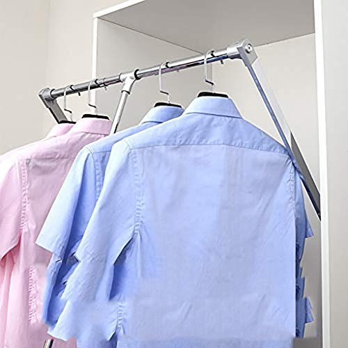 Drop-Down Wardrobe Hanging Slide Rail, Silver Adjustable Large Telescopic Wardrobe Hanger, Saving Space, Four, Soft Reset, Load 30KG (Size : 450-600mm)