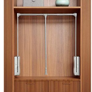 Drop-Down Wardrobe Hanging Slide Rail, Silver Adjustable Large Telescopic Wardrobe Hanger, Saving Space, Four, Soft Reset, Load 30KG (Size : 450-600mm)