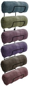 sorbus towel-rack holder - wall mounted storage organizer for linens (black)