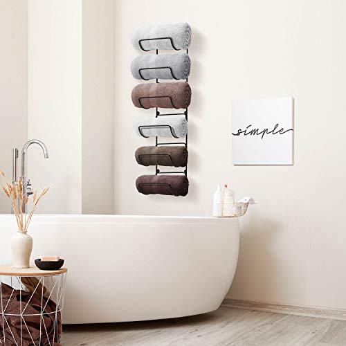 Sorbus Towel-Rack Holder - Wall Mounted Storage Organizer for Linens (Black)