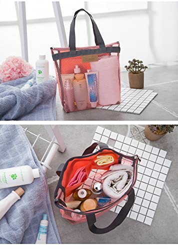 XZJMY 3 Pieces Mesh Shower Caddy Tote Bag,Portable Shower Tote,Mesh Shower Caddy Basket,10.6x11.8'' Quick Dry Shower Bag for Dorm College Gym Camping Bathroom