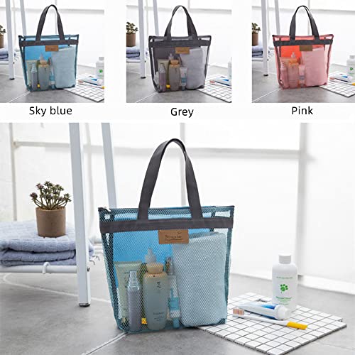 XZJMY 3 Pieces Mesh Shower Caddy Tote Bag,Portable Shower Tote,Mesh Shower Caddy Basket,10.6x11.8'' Quick Dry Shower Bag for Dorm College Gym Camping Bathroom