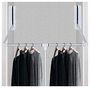 Wardrobe Lifter, Pull-Down Adjustable Width Hanger for Home Closet, Save Space, Light Storage System with Aluminum Pole, Silver, Load 30KG (Size : 450-600mm)