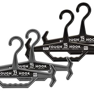 Tough Hook Original Hanger Max Pack Set of 4 | 2 Grey and 2 Black |USA Made | Multi Pack