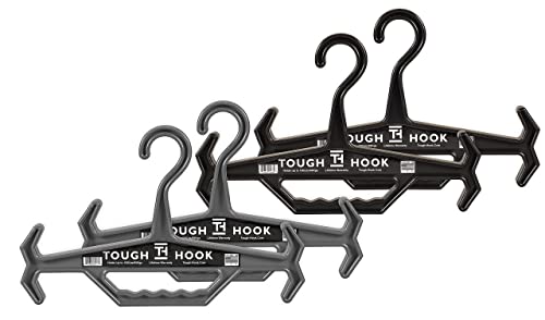 Tough Hook Original Hanger Max Pack Set of 4 | 2 Grey and 2 Black |USA Made | Multi Pack