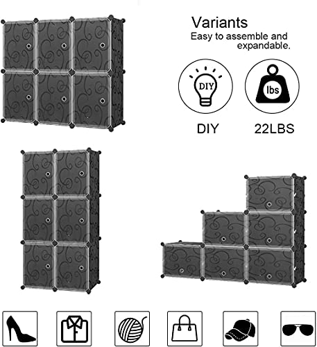 KOUSI Portable Shoe Rack Organizer 64 Pair Tower Shelf Storage Cabinet Stand Expandable for Heels, Boots, Slippers， 12 Tiers Black