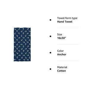 Naanle Nautical Themed Simple Anchors Pattern Soft Guest Hand Towels Multipurpose for Bathroom, Hotel, Gym and Spa (16" x 30",Navy Blue)